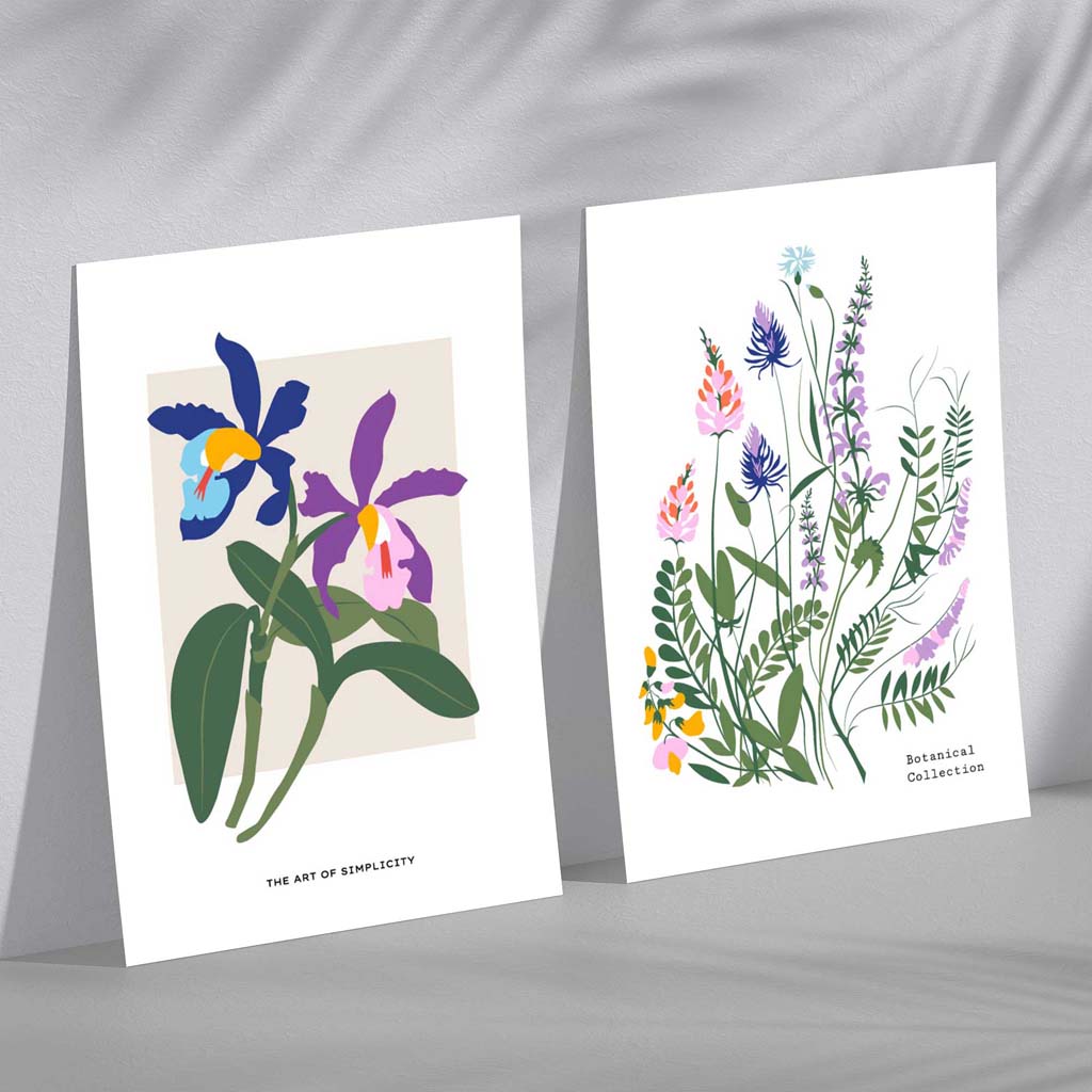 Colourful Spring Flowers Illustration Posters | Artze Wall Art UK