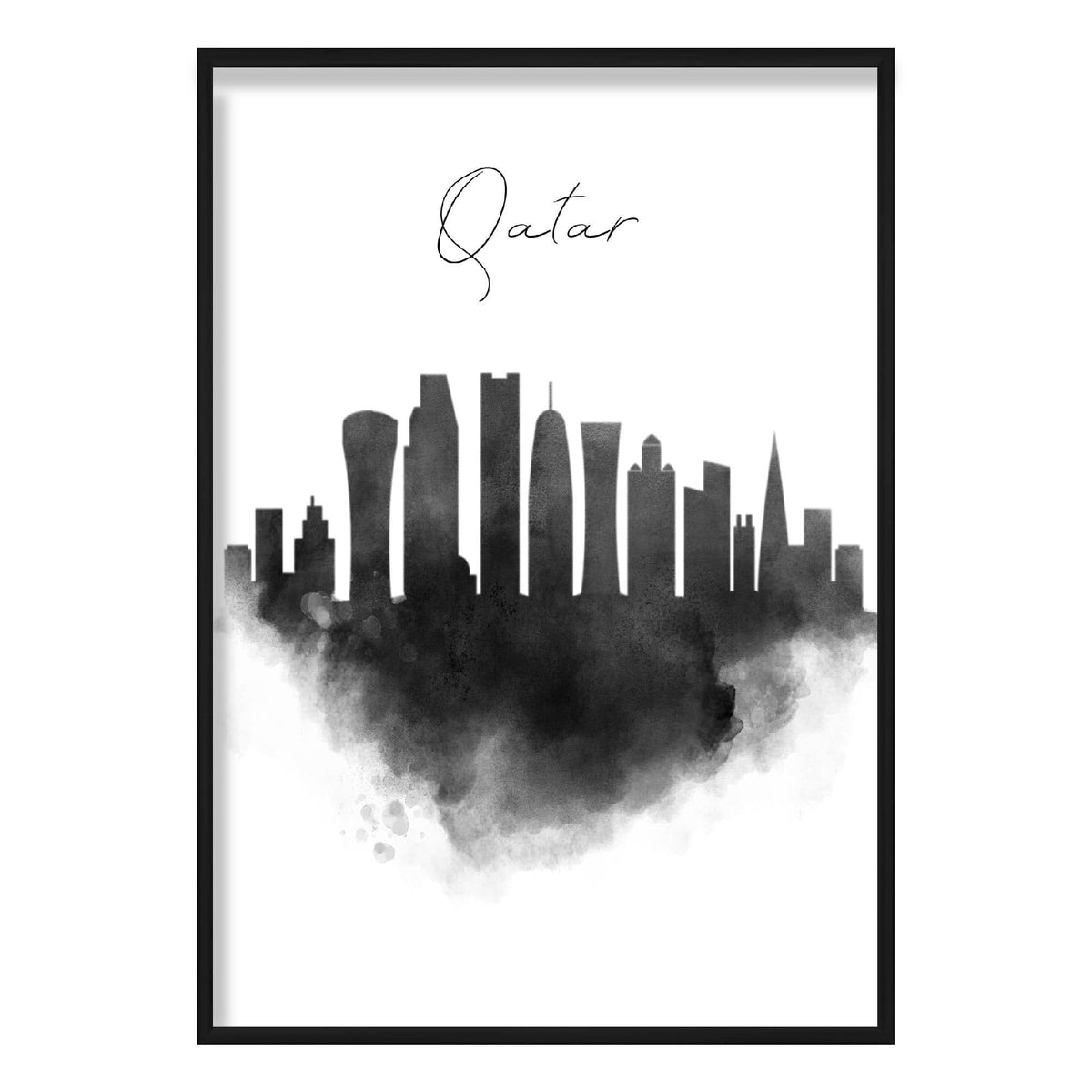 Qatar Watercolour Skyline Cityscape Print – Artze Wall Art