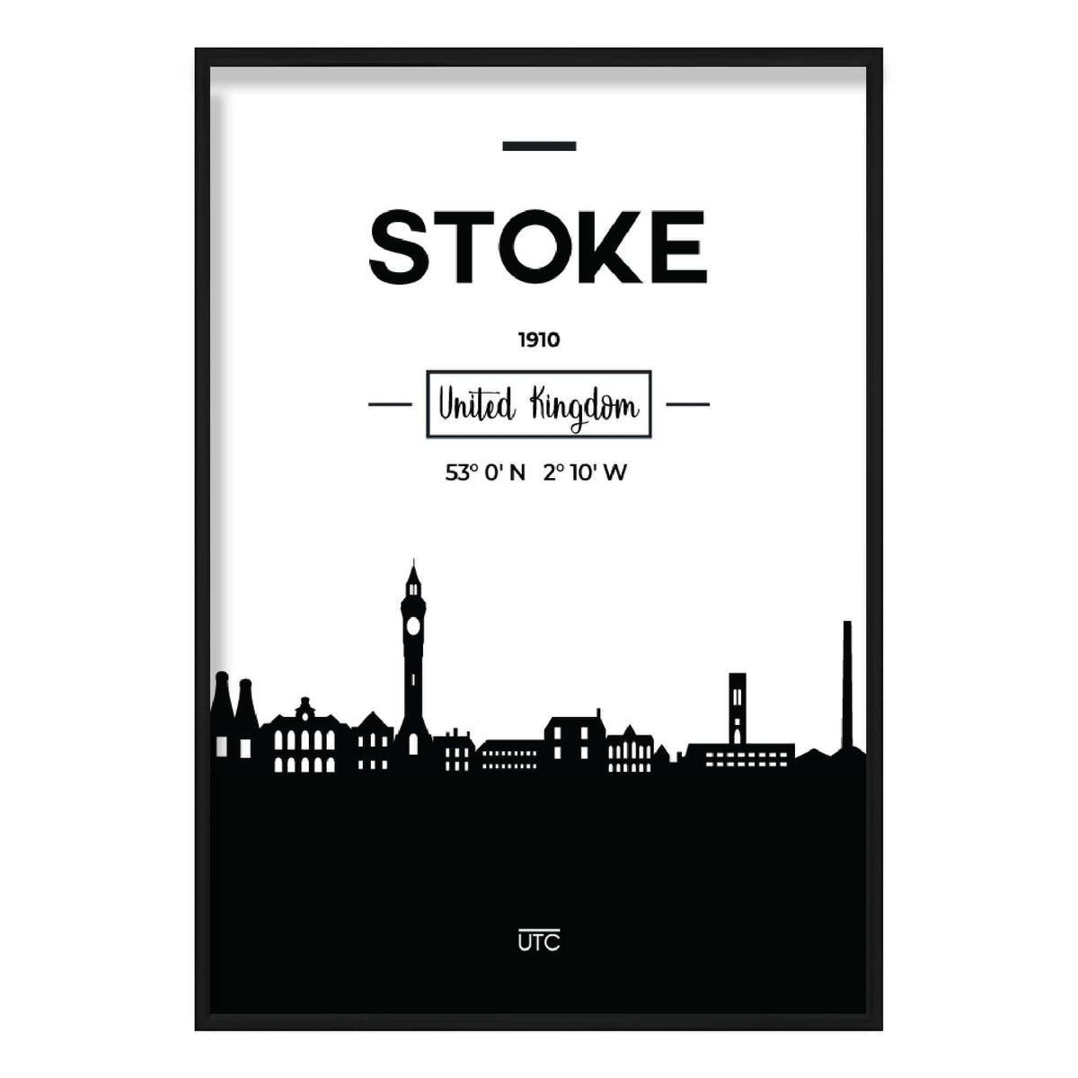 Stoke City Skyline Cityscape Print – Artze Wall Art