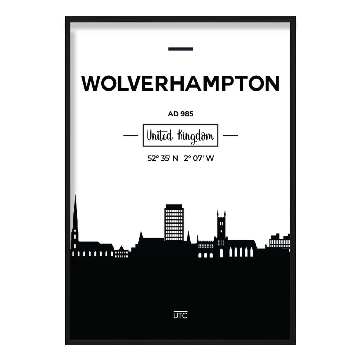 Wolverhampton City Skyline Cityscape Print – Artze Wall Art